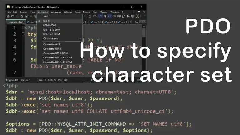 Pdo Set Character Encoding Of A Database In Php Brainbell