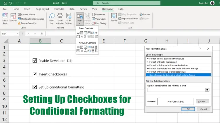 Setting Up Checkboxes for Conditional Formatting in Excel – BrainBell Setting Up Checkboxes for Conditional Formatting in Excel – BrainBell
